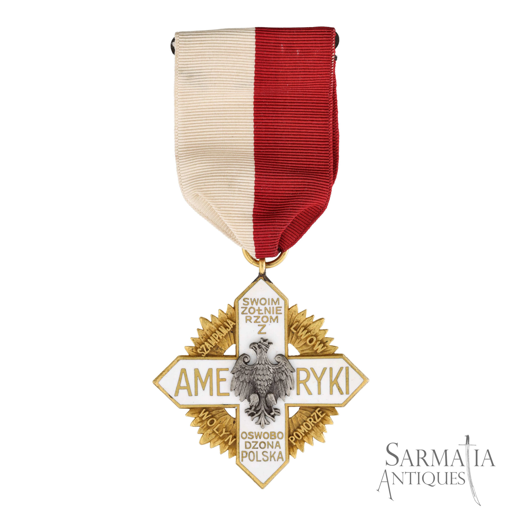 pre-WW2 Polish Enameled Cross of Polish Soldiers from USA - American ...